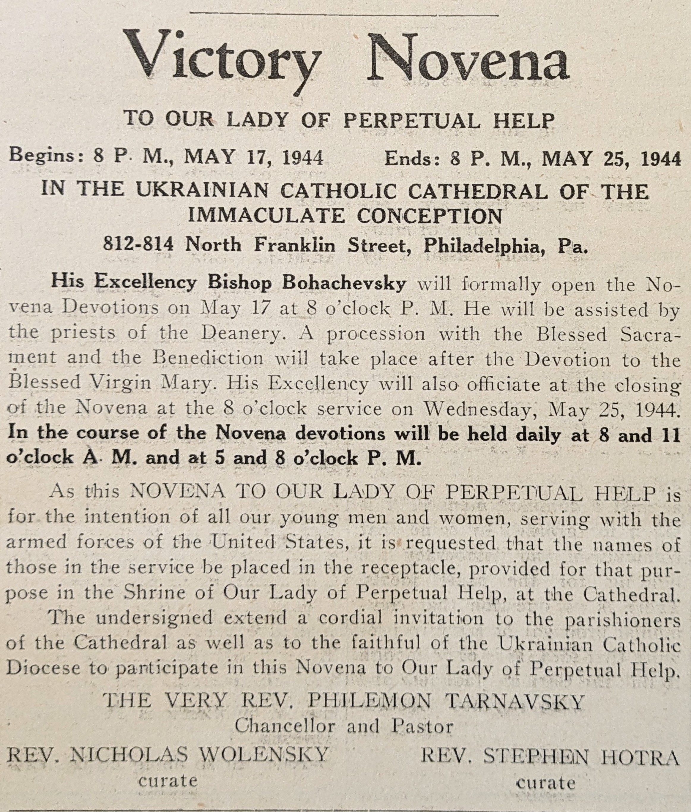 Archeparchy of Philadelphia: Prayer in the Time of War